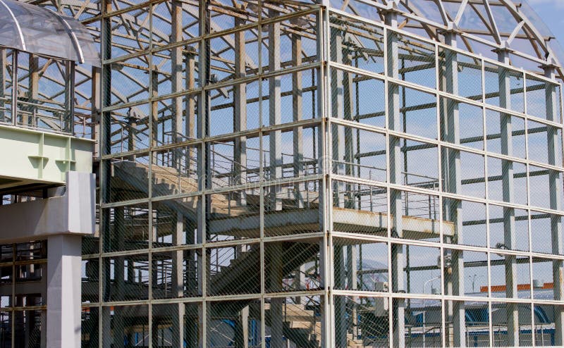 Construction of a Pedestrian Bridge Stock Image - Image of roof, design ...