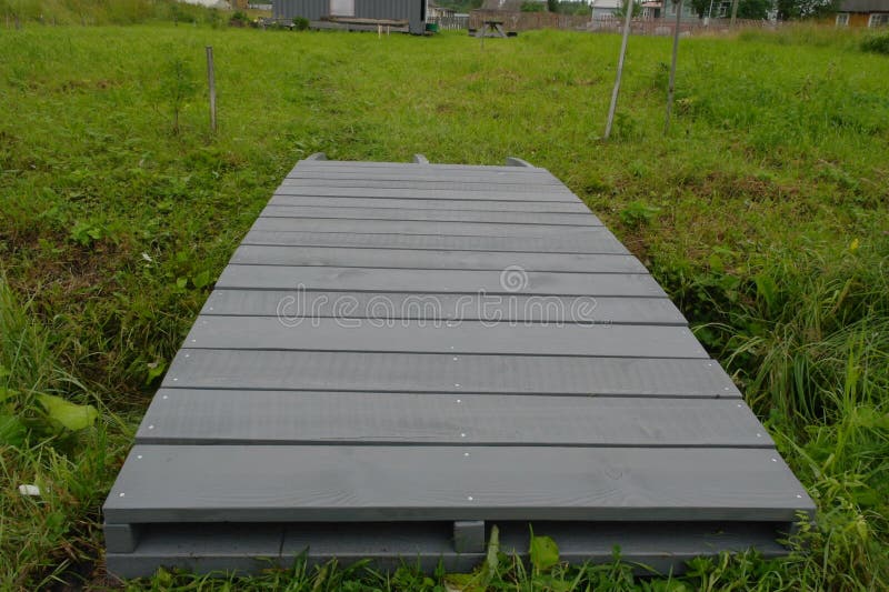 Construction of a Pedestrian Bridge Over the Ditch Stock Photo - Image ...