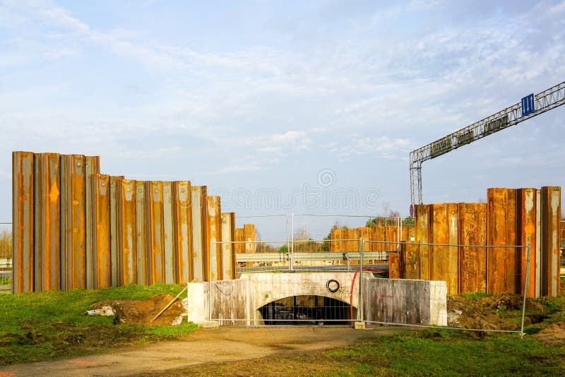 Construction of a Pedestrian Tunnel Under the Highway Stock Image ...