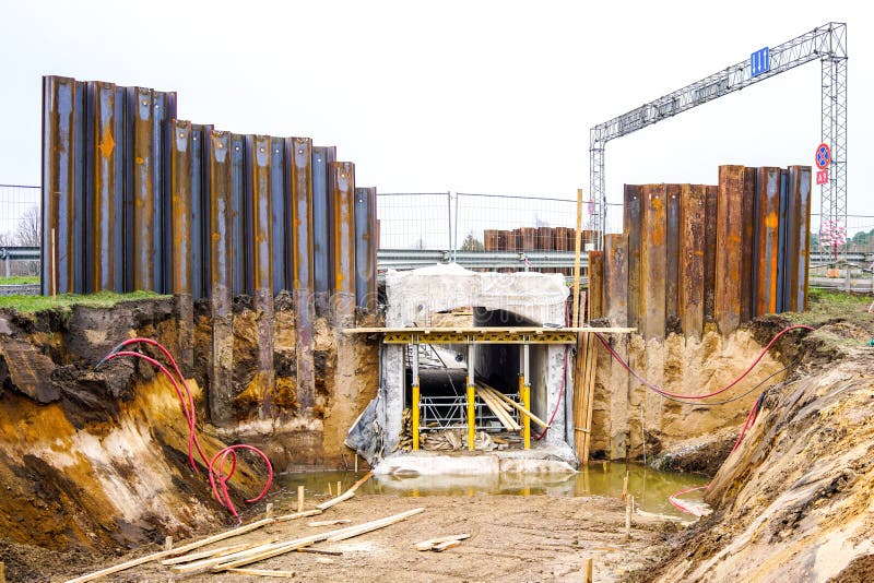 Construction of a Pedestrian Tunnel Under the Highway Stock Image ...