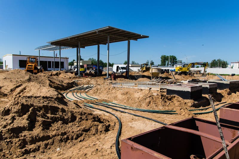 Construction of Gas Stations. Stock Photo - Image of industry, labor ...