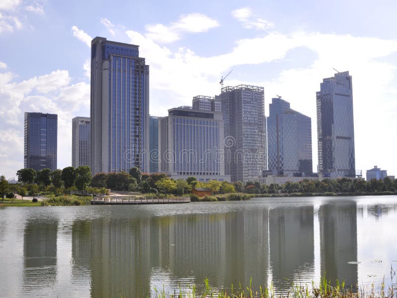 Construction Phase of the Complex High-rise Buildings. China.Yiwu Stock ...