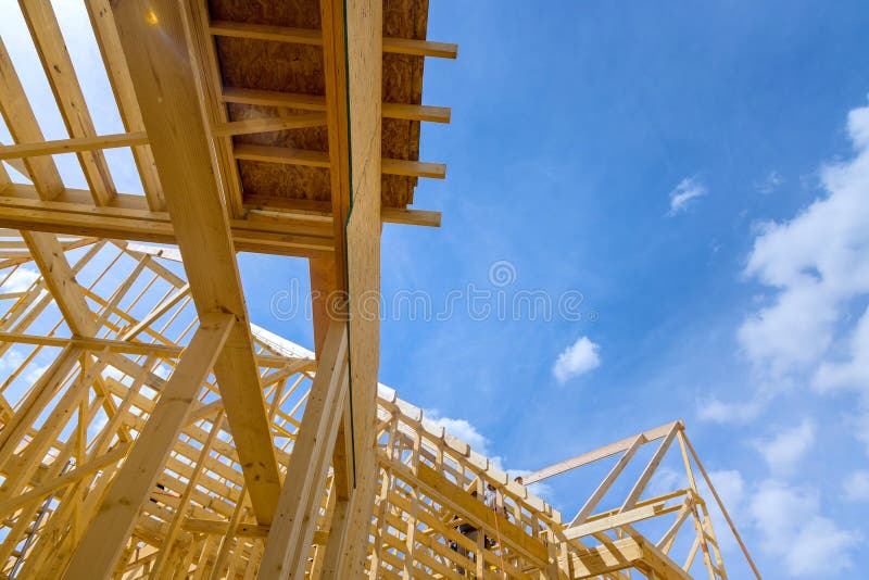 During Construction Phase There are Support Beams Built a Wooden Frame ...