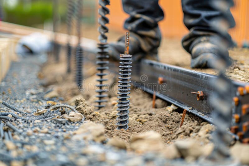 Construction Piles are Driven into the Ground To Support Foundations ...