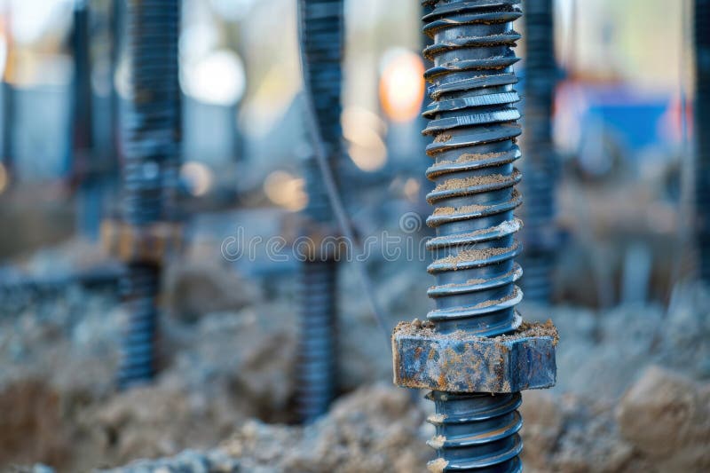 Construction Piles are Driven into the Ground To Support Foundations ...