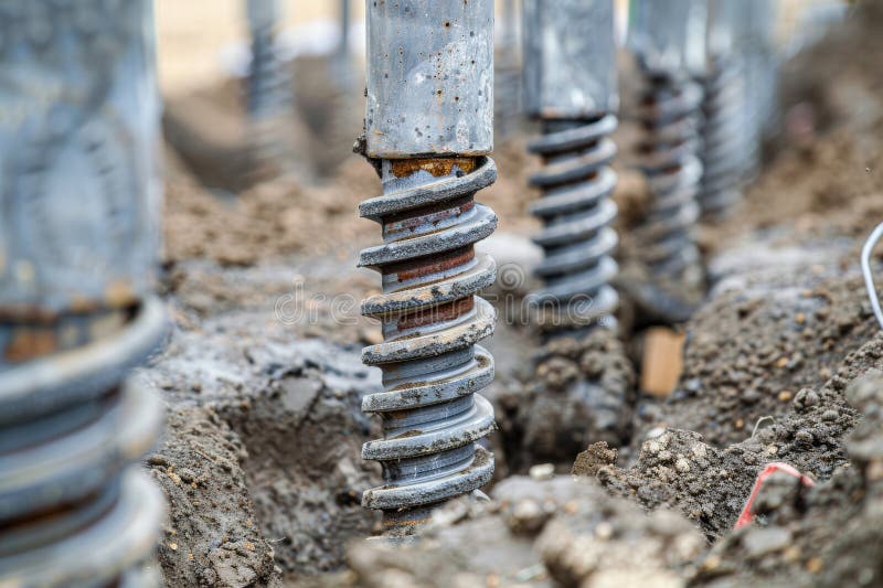 Construction Piles are Driven into the Ground To Support Foundations ...