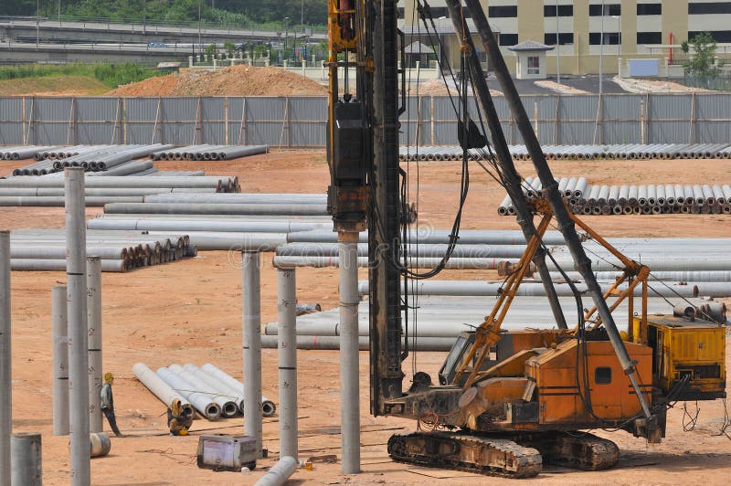 Construction Piling Series 7 Stock Photo - Image of concrete, drill ...