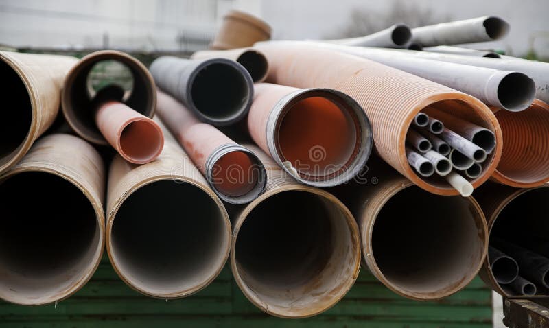 Construction Pipes in a Construction Stock Image - Image of pipeline ...