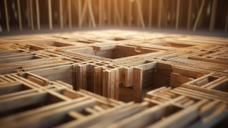 Construction Pit with Foundations Lined with Wooden Boards ...