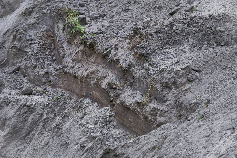 Construction Pit. Loose Falling Soil Earth at the Edge Stock Photo ...