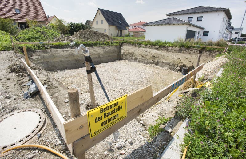Construction Pit and Work Place for Foundation Stock Photo - Image of ...