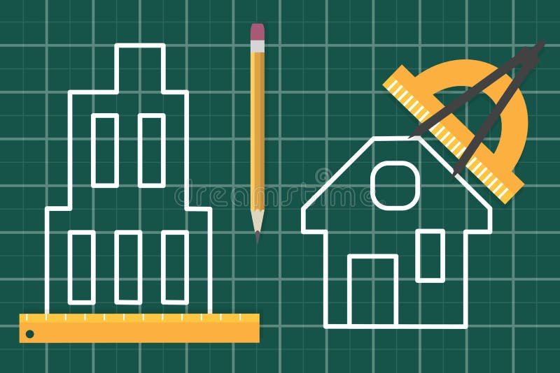 Construction Plan Blueprint Stock Vector - Illustration of buildings ...