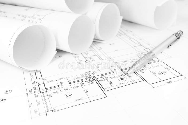 Construction Plan Blueprints Stock Image - Image of architecture, idea ...