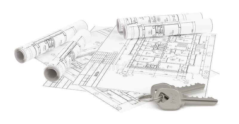 Construction Plan for House Building and Keys Stock Photo - Image of ...