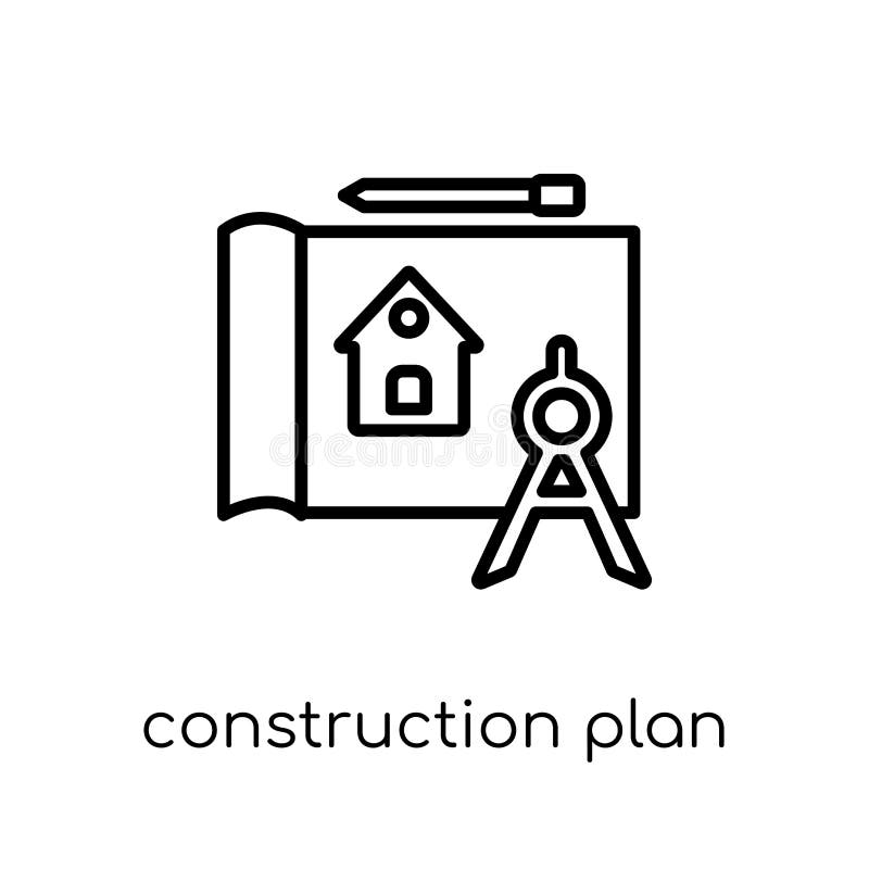 Construction Plan Icon. Trendy Modern Flat Linear Vector Construction ...