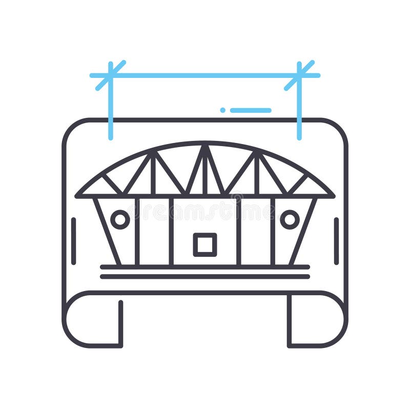 Construction Plan Line Icon, Outline Symbol, Vector Illustration ...