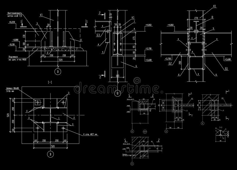 Construction Plan of Metal Designs Stock Illustration - Illustration of ...