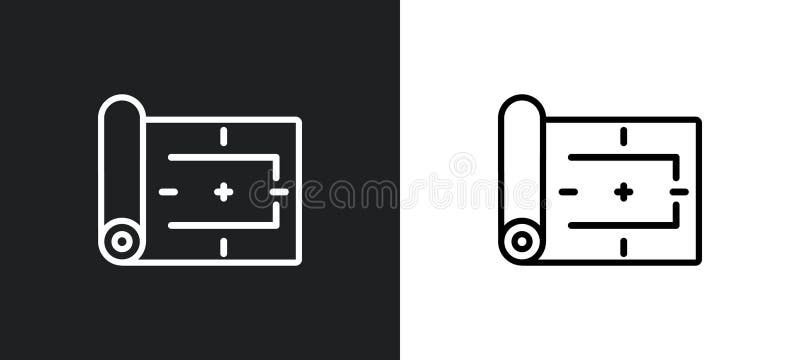 Construction Plan Outline Icon in White and Black Colors. Construction ...