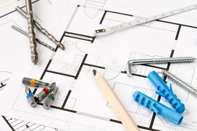 Construction Plan Tools stock image. Image of conceptual - 37269553