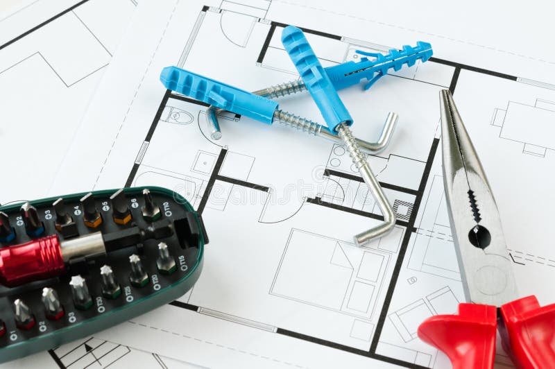Construction Plan Tools stock image. Image of green, design - 37273711