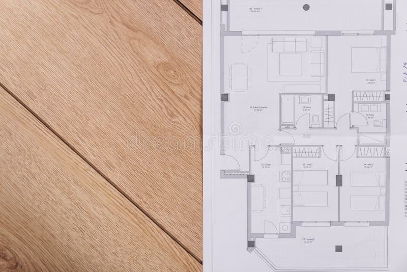Construction Plan Wooden Floor. High Quality Photo Stock Image - Image ...