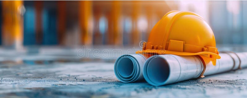 Construction Planning Architect Blueprint and Hard Hat, a Visual ...