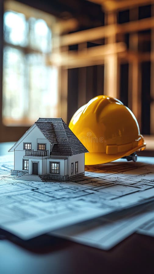 Construction Planning with a Miniature House Model and Hard Hat on ...