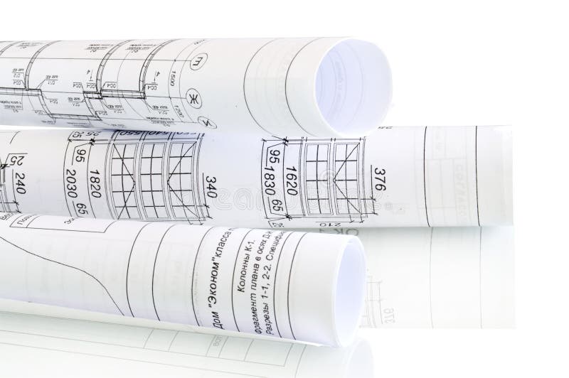 Construction Plans in Rolls Stock Photo - Image of engineering, plan ...