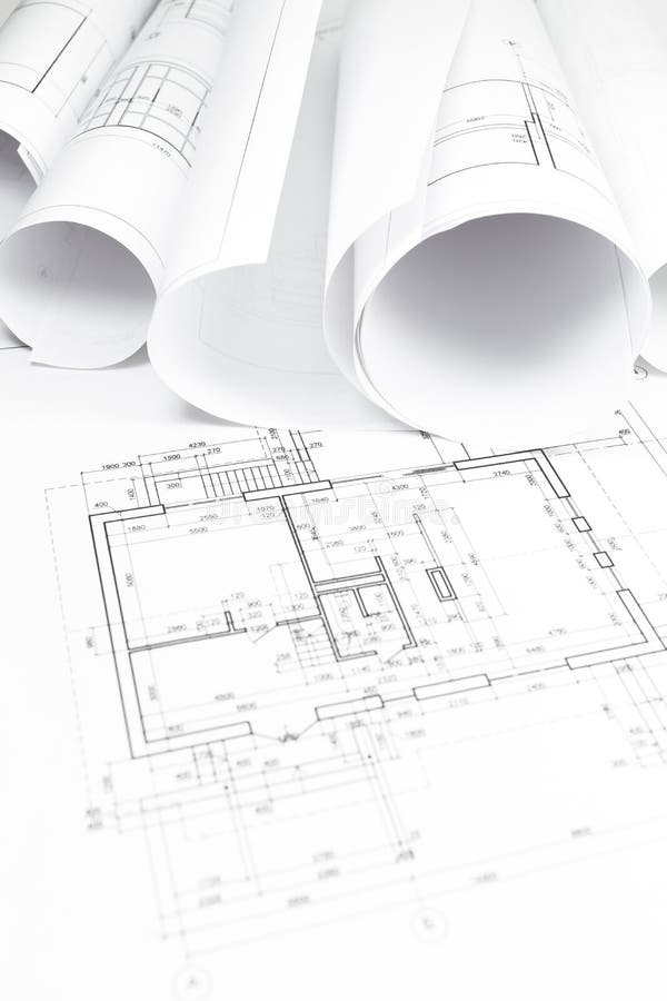 Construction Plans in Rolls Stock Image - Image of drawing, paper: 39324839