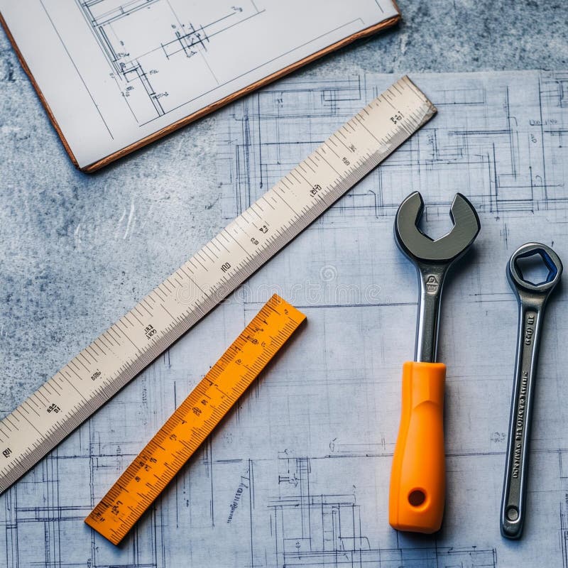 Construction Plans Tools Amp Blueprints Ready Stock Illustration ...