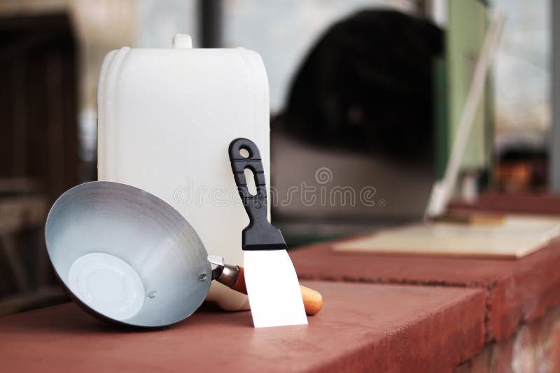 Construction or Plastering Ladle, Spatula and Container for Primer ...