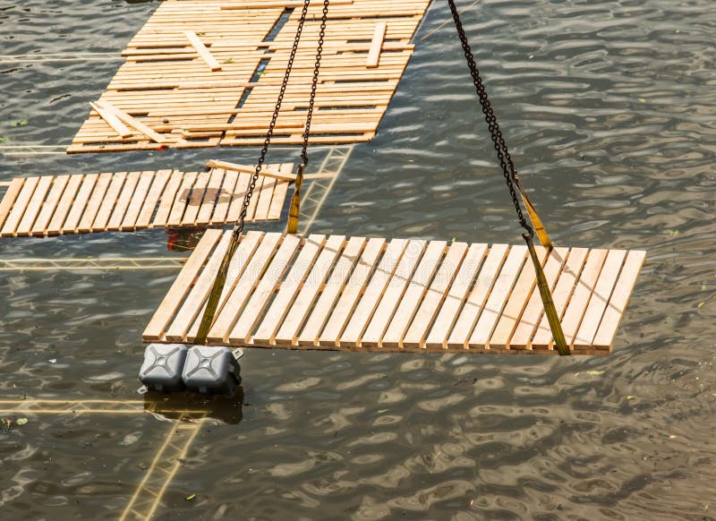 Construction of a Platform on the Water Stock Photo - Image of river ...