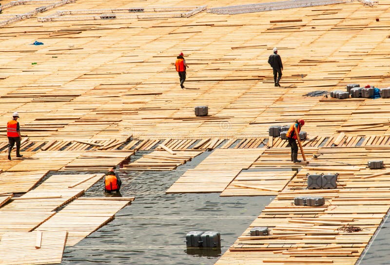 Construction of a Platform on the Water Editorial Photography - Image ...
