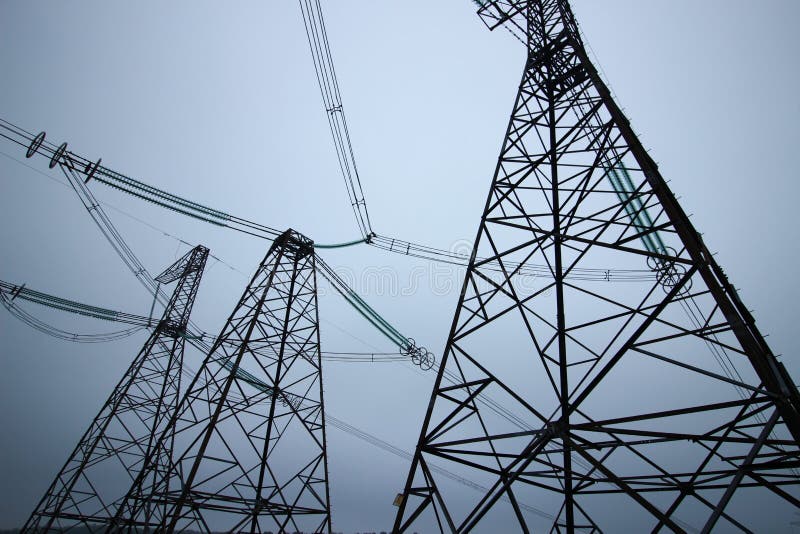 Construction of Power Lines Stock Image - Image of electrical, land ...