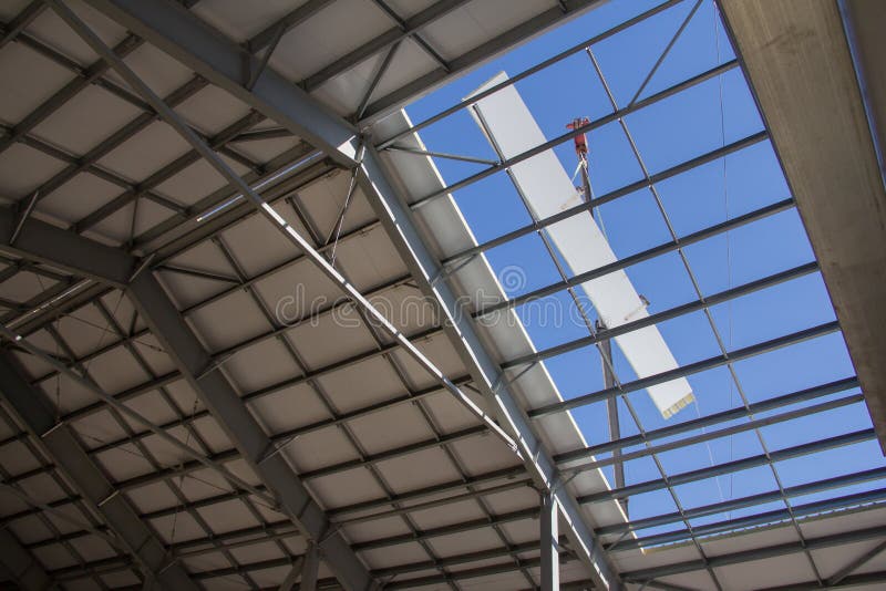 Construction of a Prefabricated House. Steel Frame of the Building ...