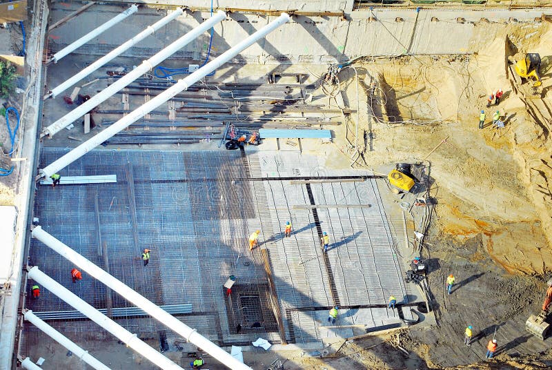 Construction of Primary Foundation, People at Work Stock Photo - Image ...