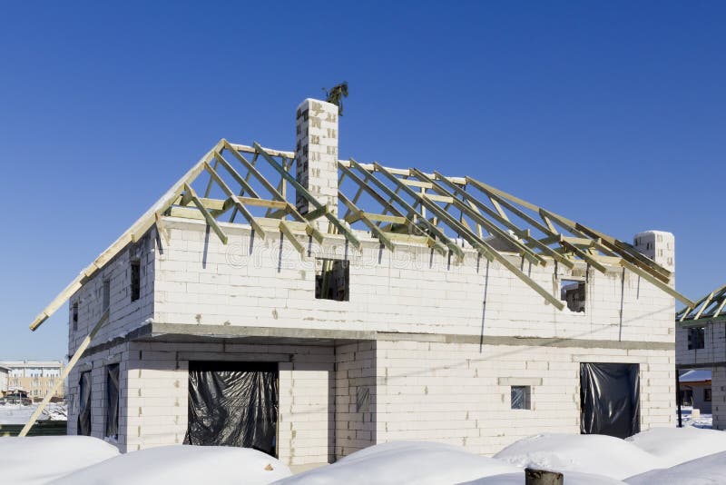 Construction of a Private Country House Stock Photo - Image of sunny ...