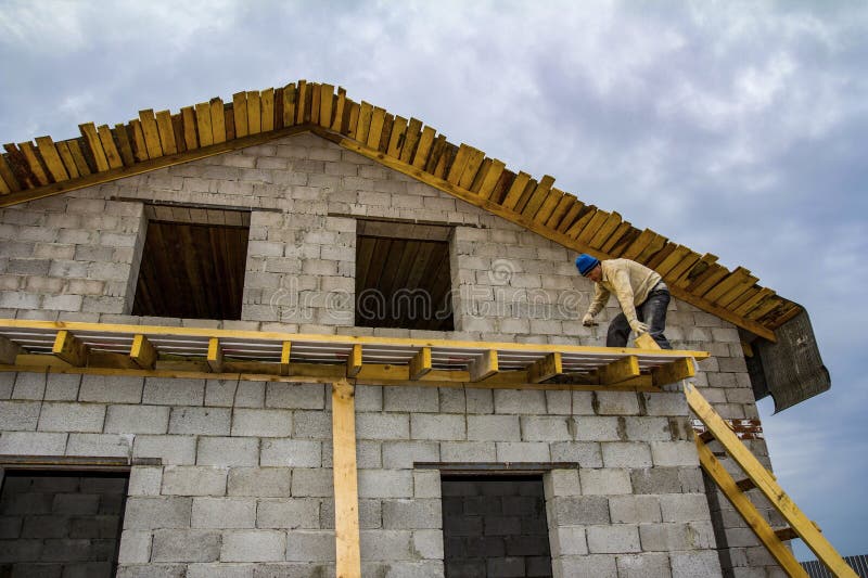 Construction of a Private House from Silicate Blocks on a Summer ...
