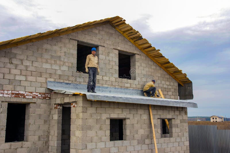 Construction of a Private House from Silicate Blocks on a Summer ...