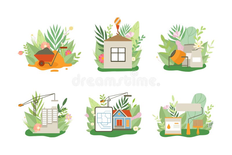 Construction Process. Ecological House Building with Sustainable ...