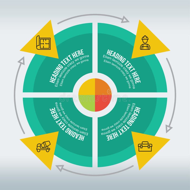 Construction Process Infographic in Teal and Yellow Stock Vector ...