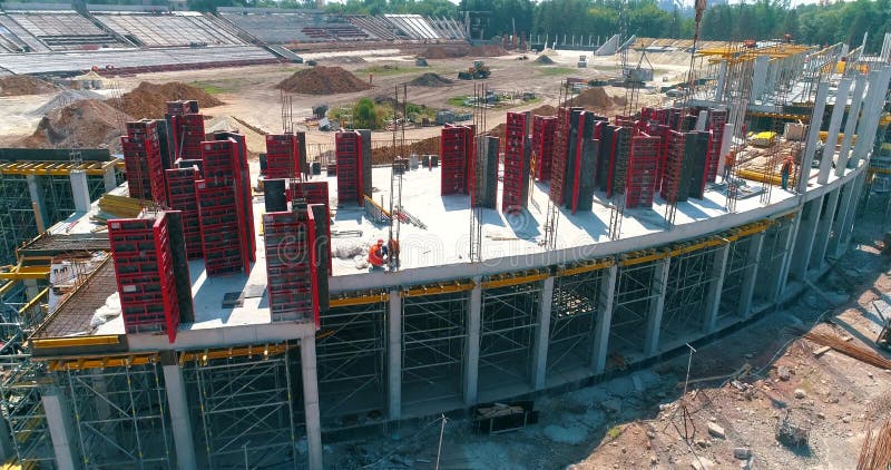 Construction Process of a Modern Football Stadium. Builders Make ...