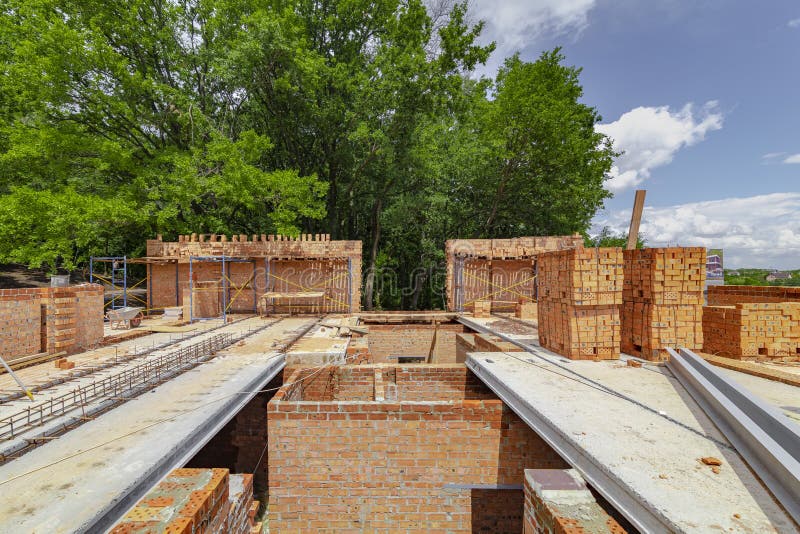 Construction Process of New Residential Building at Construction Site ...