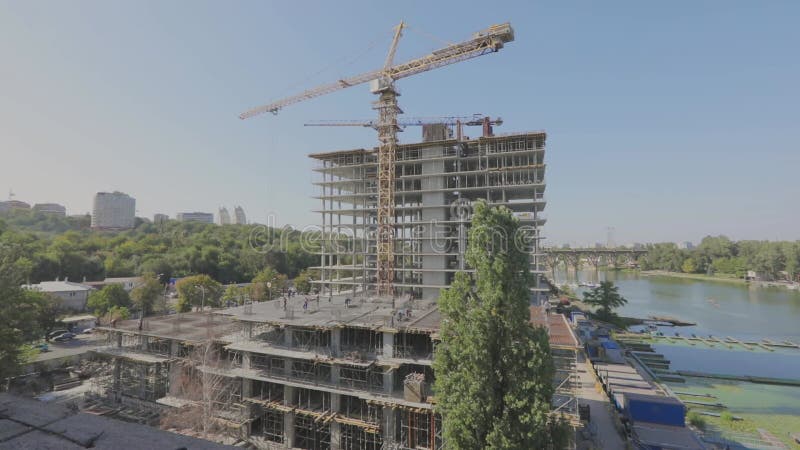 Construction Process of a Residential Building Aerial View ...