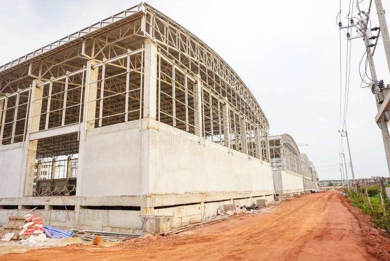 Construction Process - Wall Cement Plastering Factory Building ...