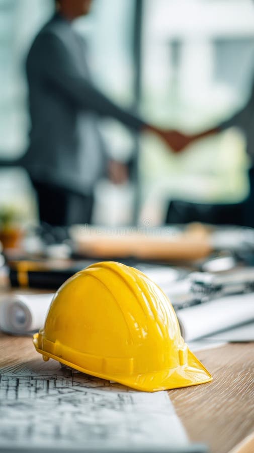 Construction Professionalism Highlighted by Yellow Hard Hat and ...