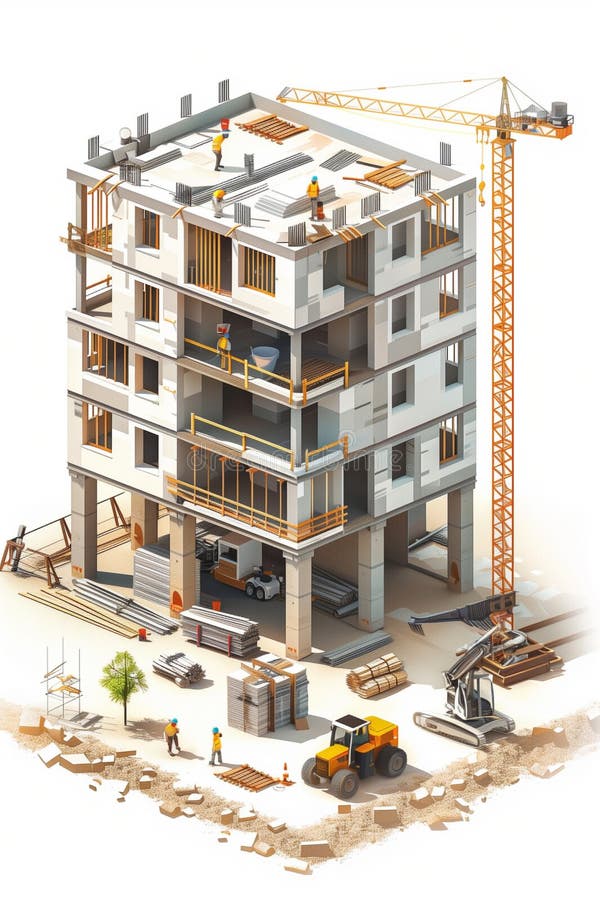 Construction Progress of a Building Stock Photo - Image of generated ...