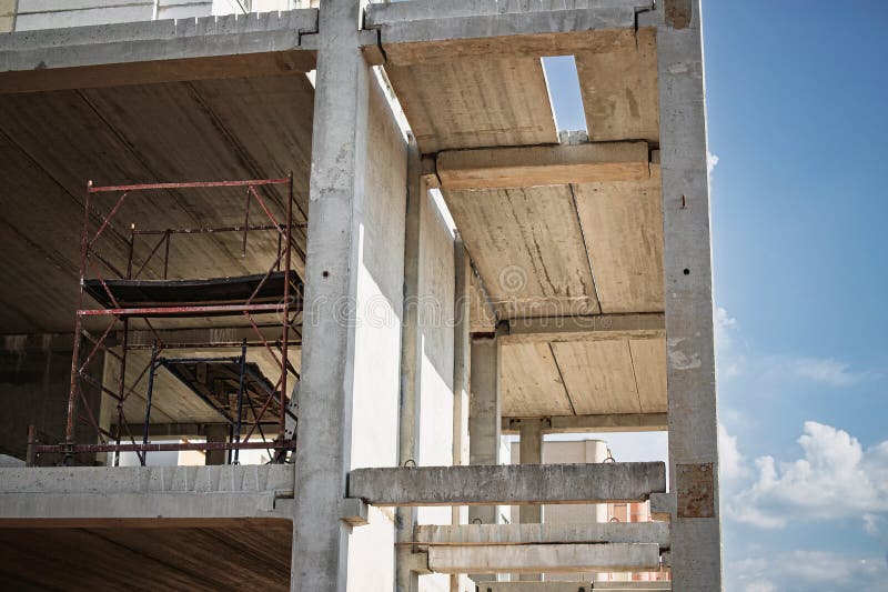 Construction Progress at a Building Site Under Blue Sky in the ...
