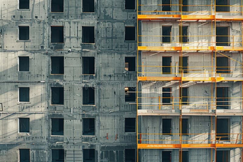 Construction Progress of a Building in a Urban Development Area, Close ...