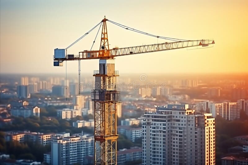 Elevated Crane Amidst Bustling Construction Site with High-rise ...